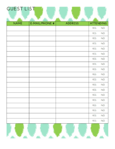 Free Party Guest List Printable – Craftivity Designs