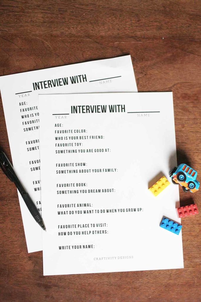 Yearly Interview Questions for Kids – Craftivity Designs