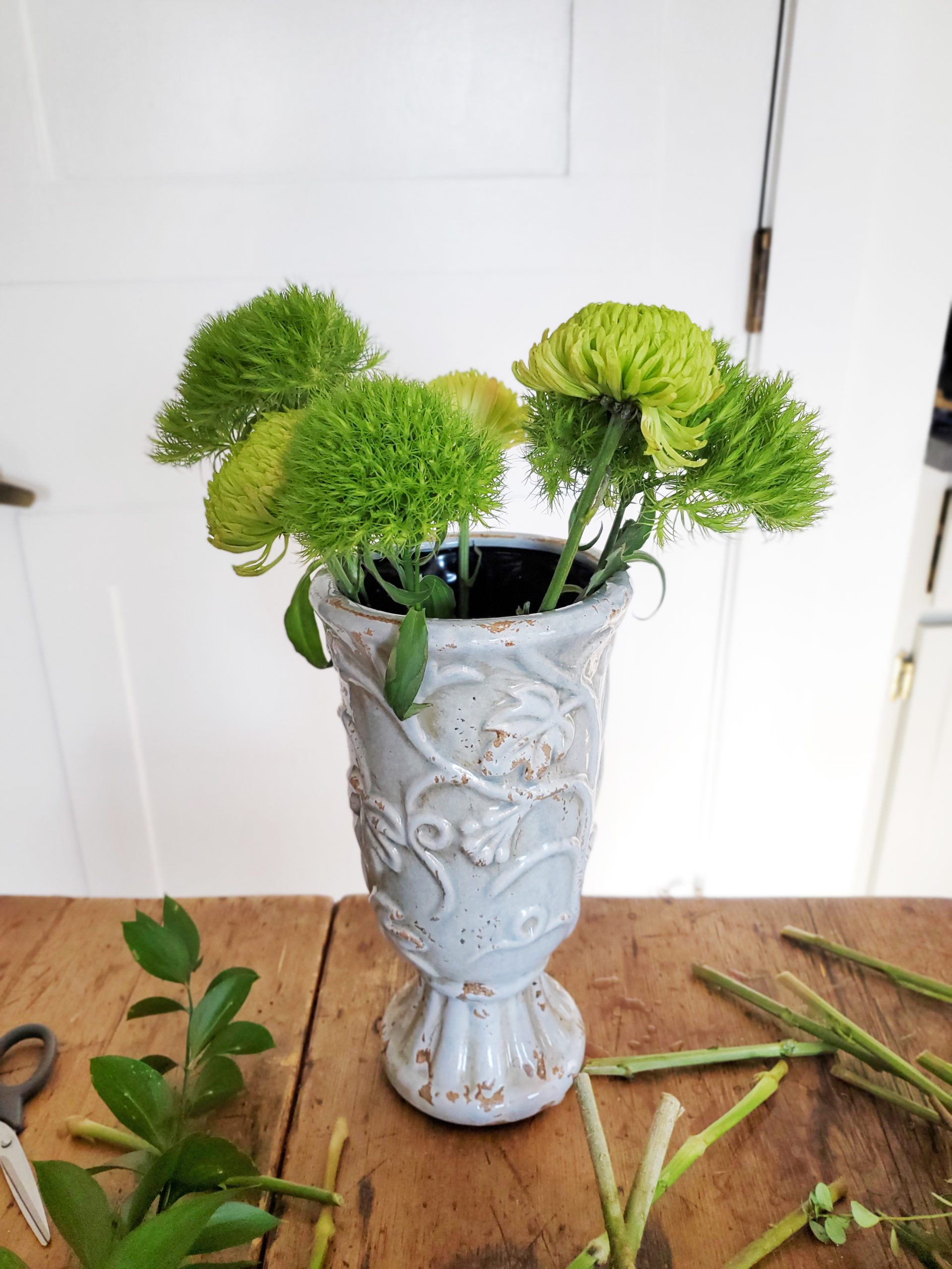 How to Assemble a Vibrant Green Flower Arrangement (or Centerpiece ...