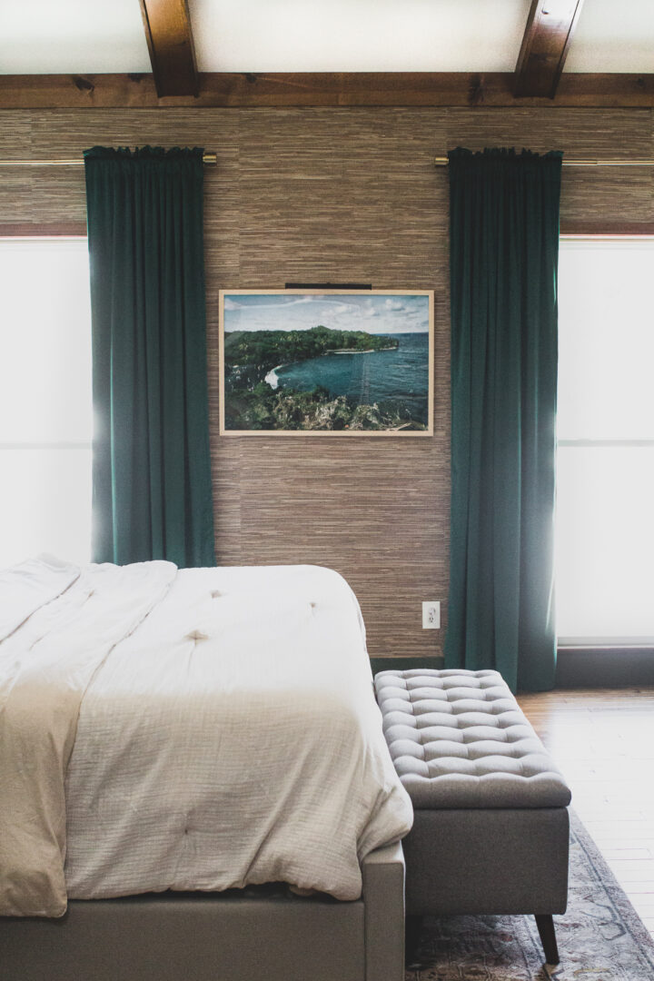 Grasscloth Wallpaper Accent Wall in a Master Bedroom – Craftivity Designs